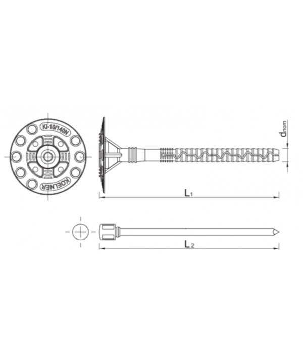 Łącznik Kołek do izolacji KI-260N ze stalowym trzpieniem 10/260(mm ...